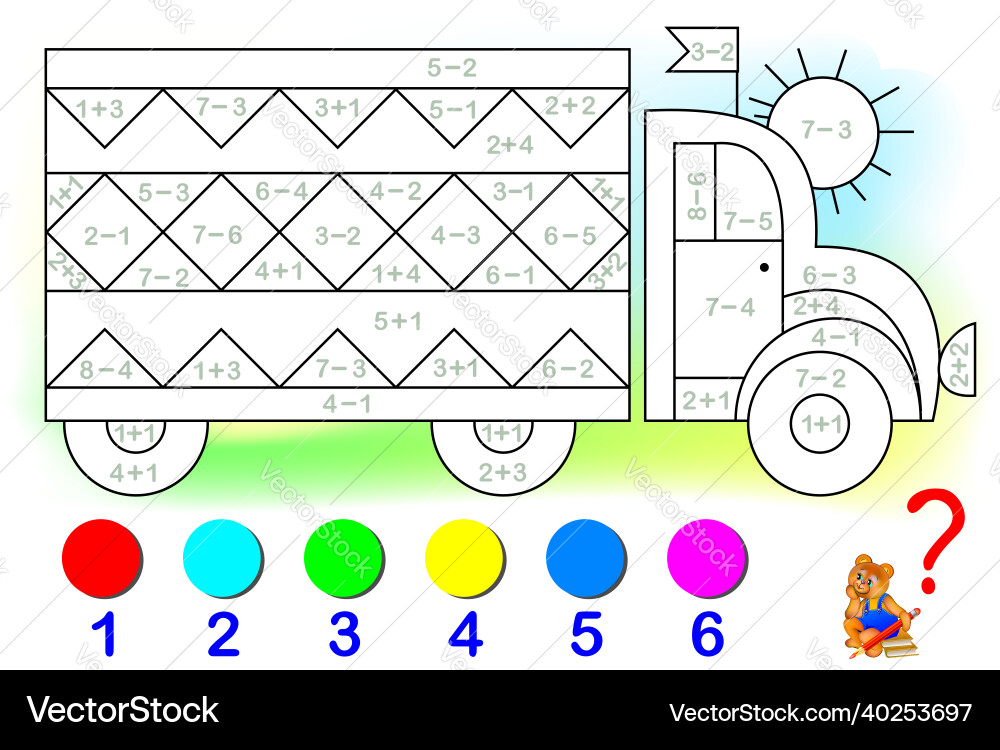 Mathematical exercises for children on addition Vector Image