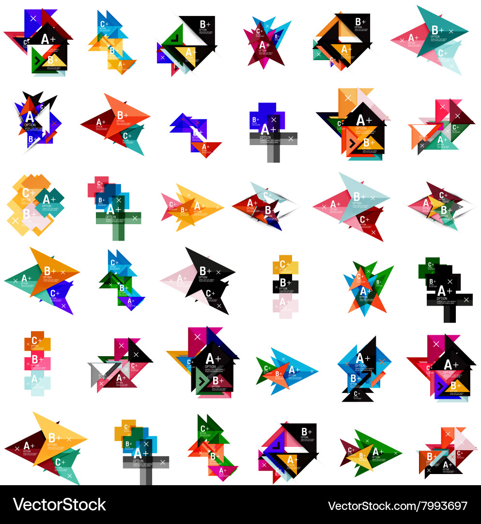 Mega set of geometric web option box banners Vector Image