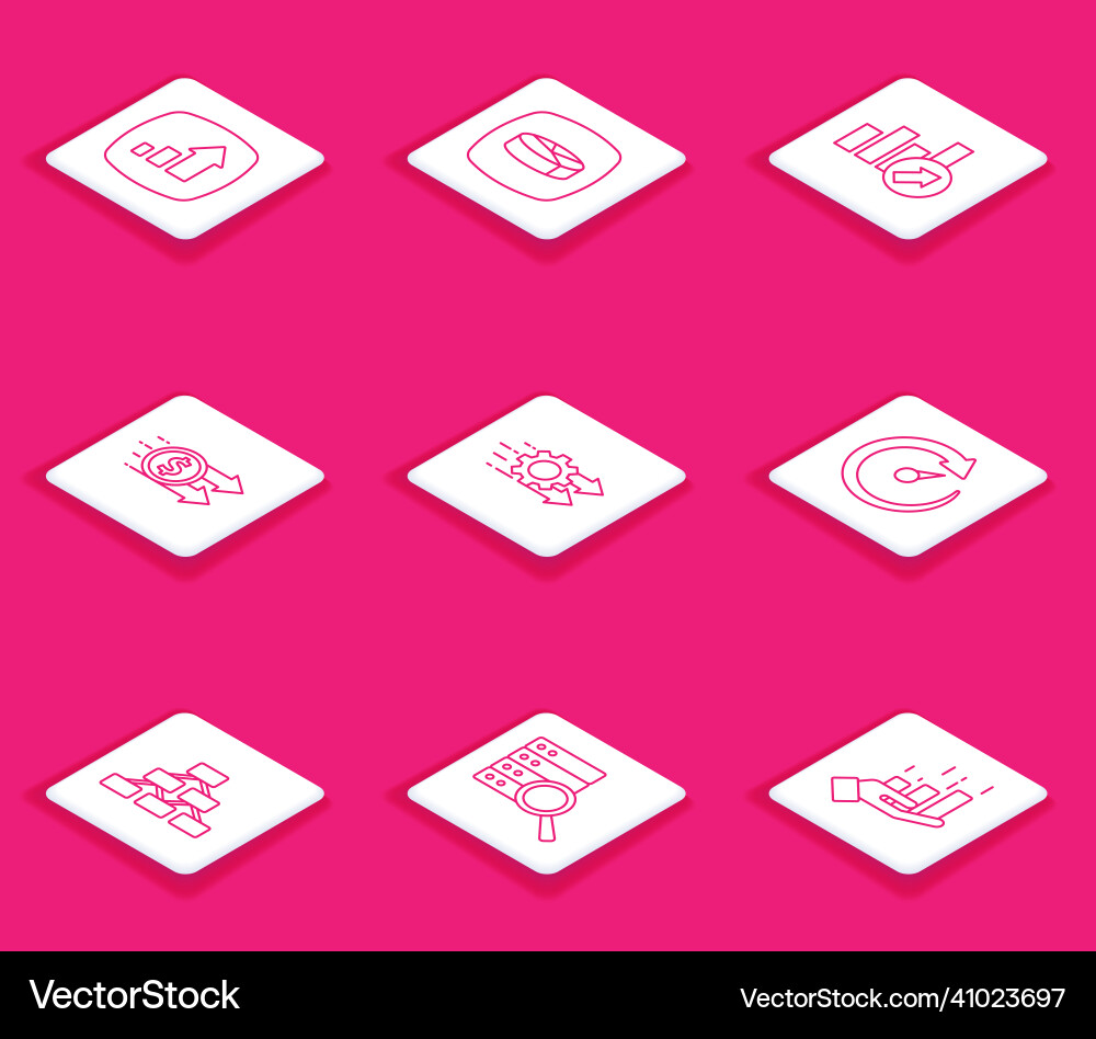 Set line financial growth pie chart infographic Vector Image