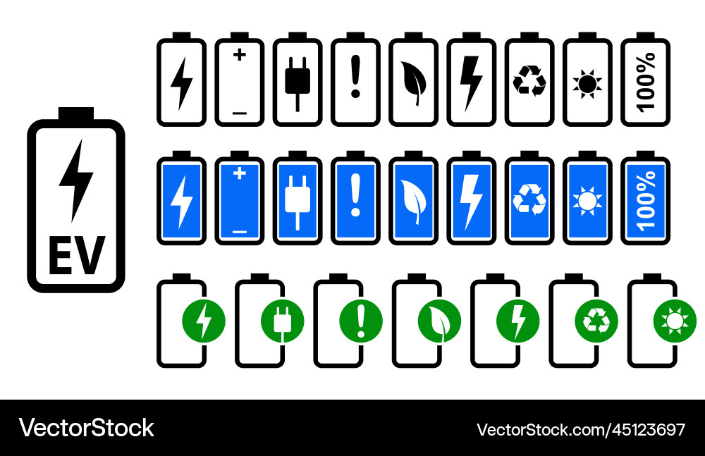 Set of realistic charging indicator for electric Vector Image