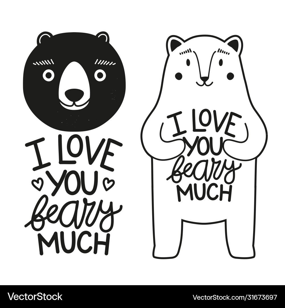 With black and white bears lettering text - i Vector Image