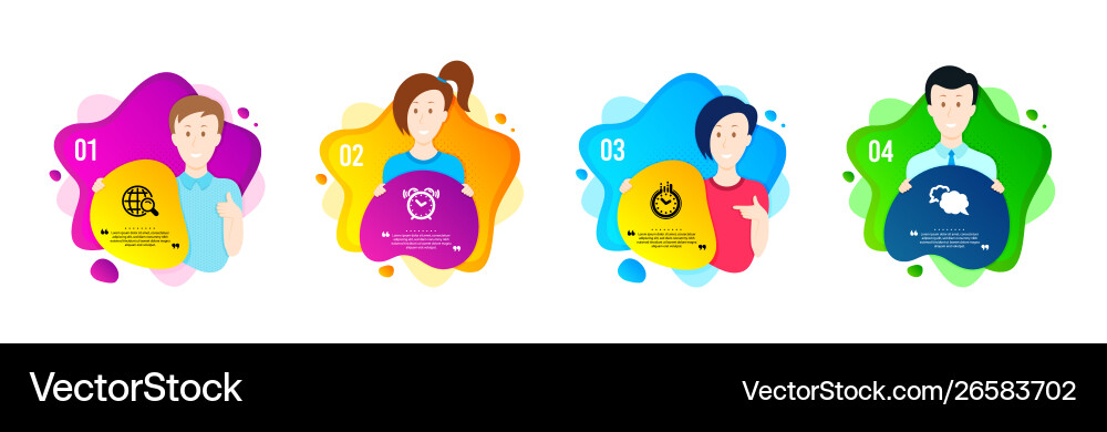 Alarm clock internet search and time icons set Vector Image
