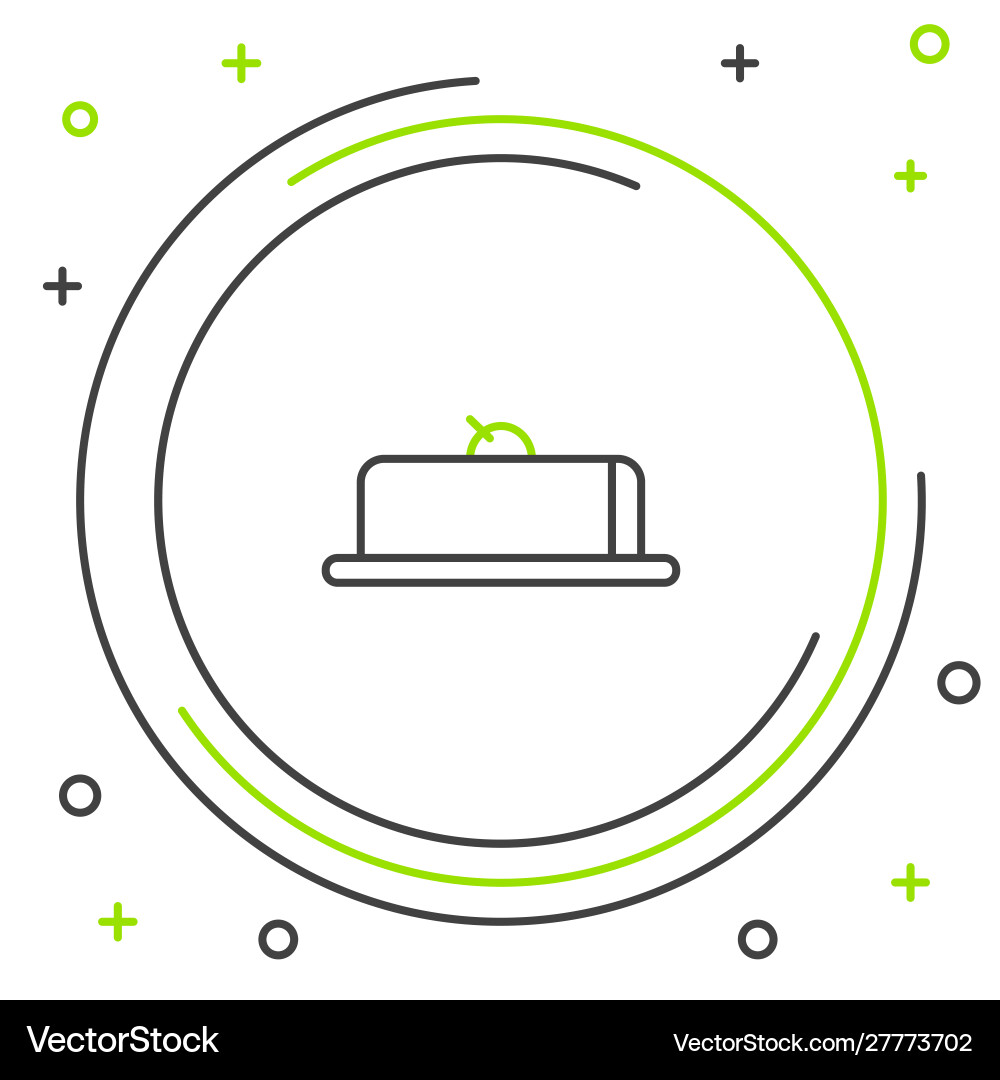 Black and green line strawberry cheesecake slice Vector Image