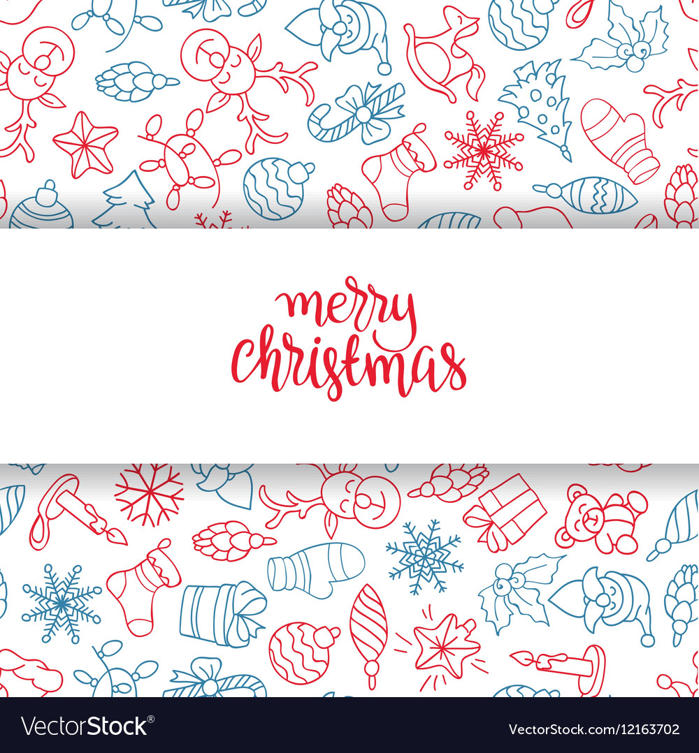 Christmas background with different icons Vector Image