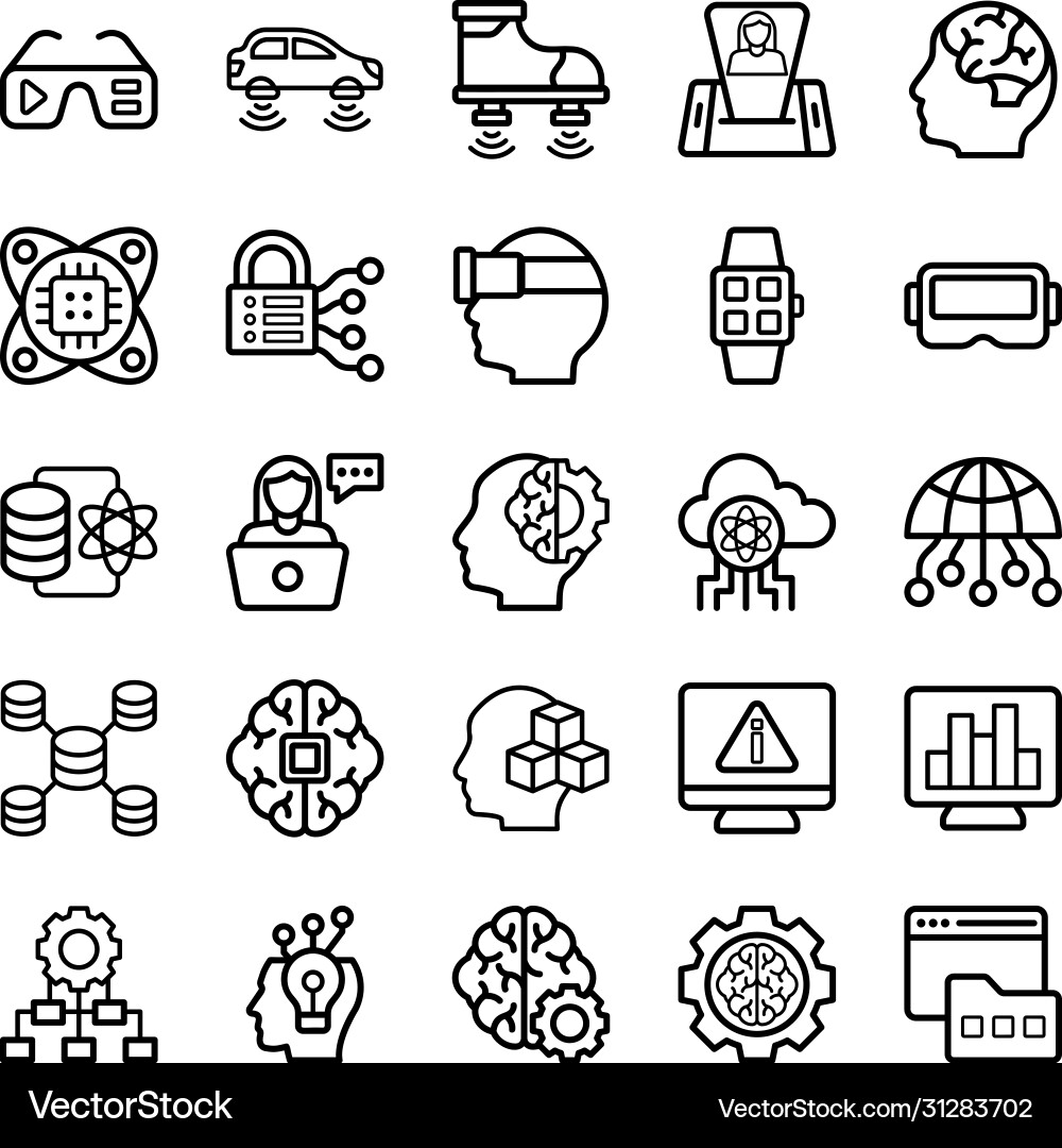 Data science technology line pack Royalty Free Vector Image