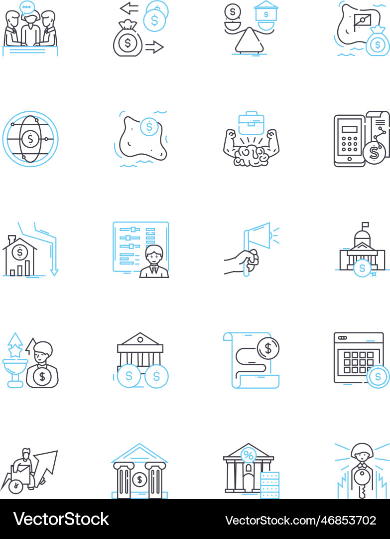 Excise tax linear icons set tax Royalty Free Vector Image