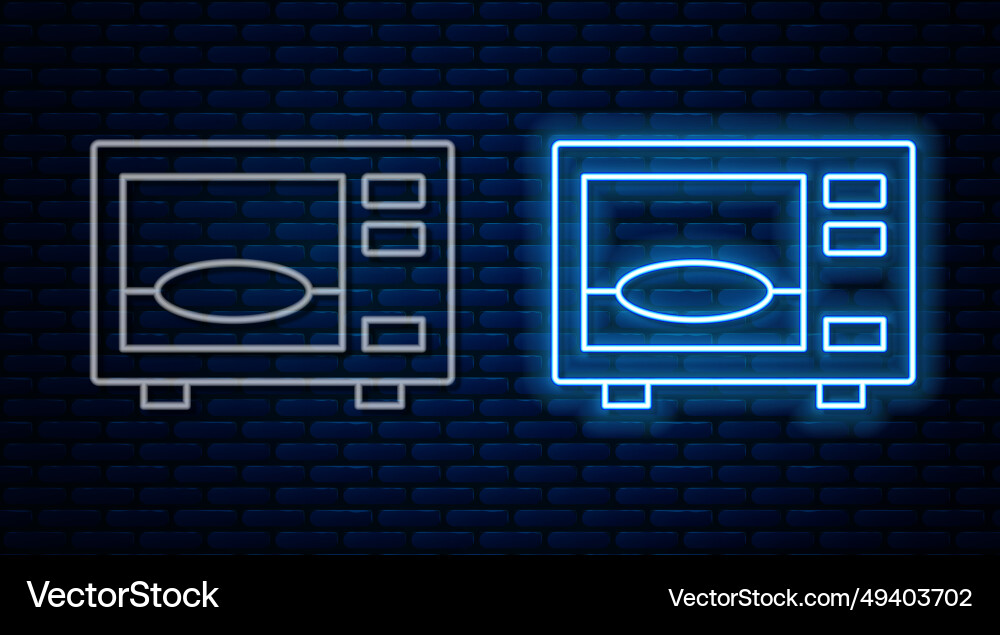 Glowing neon line microwave oven icon isolated Vector Image