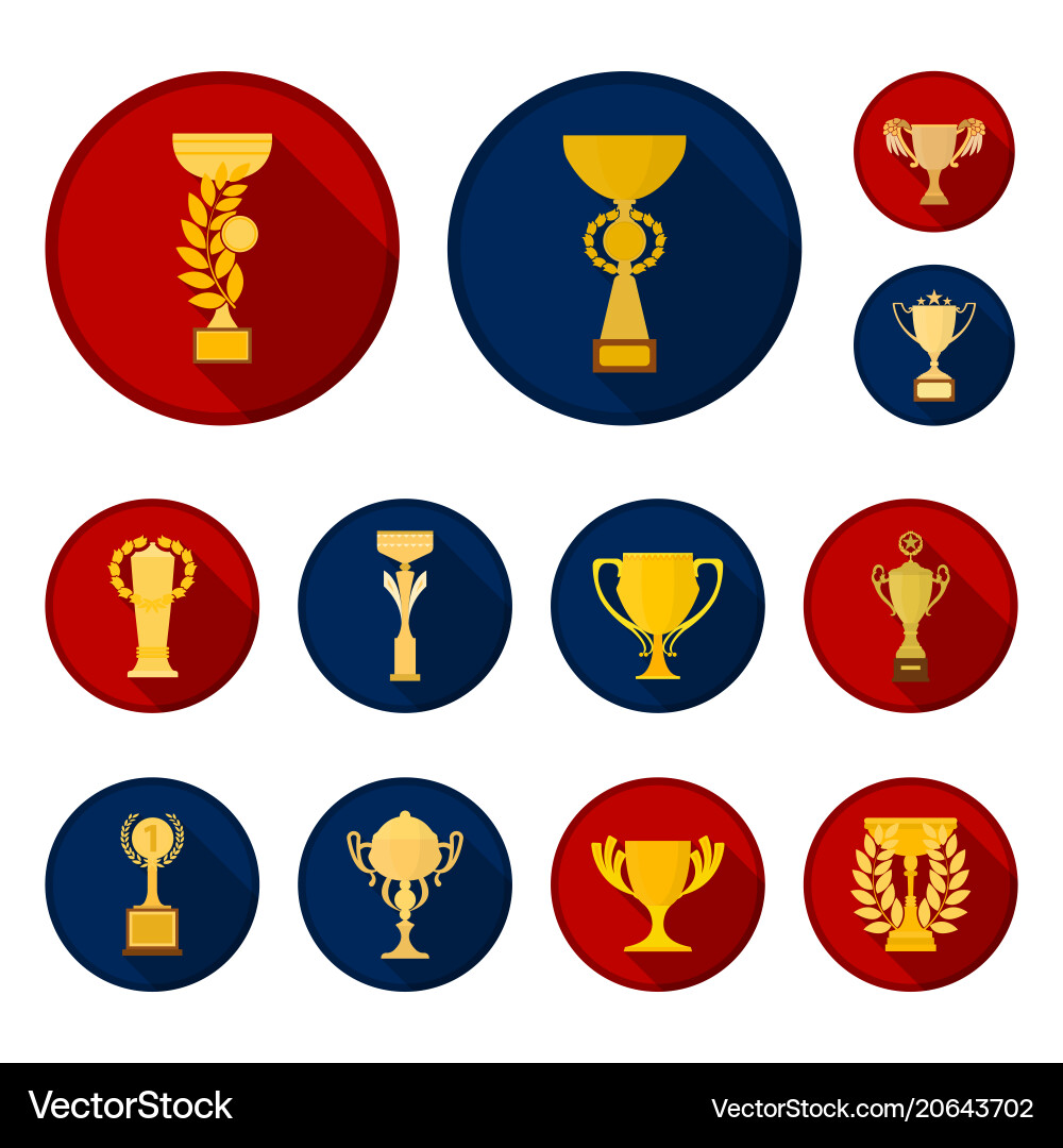 Gold cup flat icons in set collection for design Vector Image
