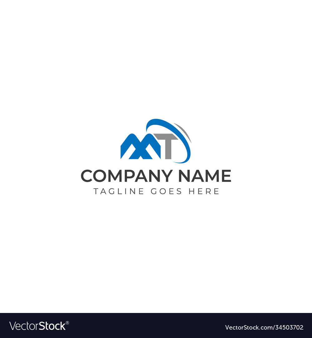 Mt letters initials logo Royalty Free Vector Image