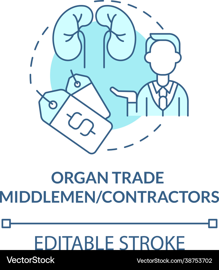 Organ trade middlemen or contractors blue concept Vector Image
