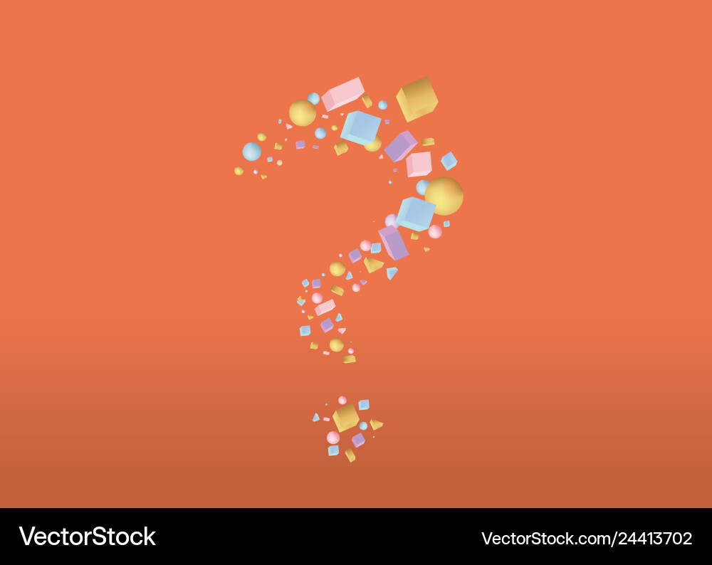 Question sign of 3d figures realistic Royalty Free Vector