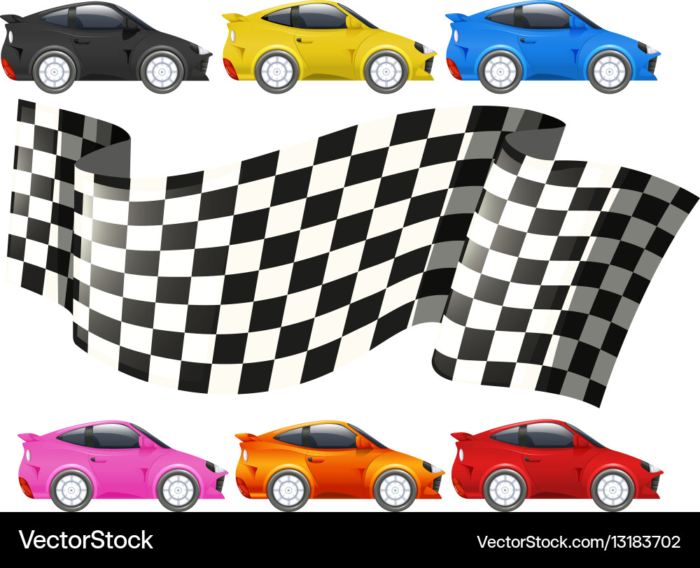 Racing cars and flag Royalty Free Vector Image