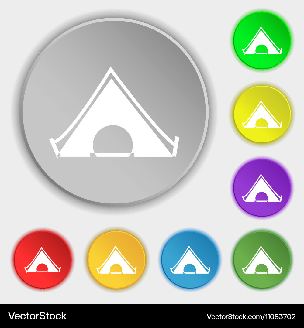 Tent icon sign symbol on eight flat buttons Vector Image