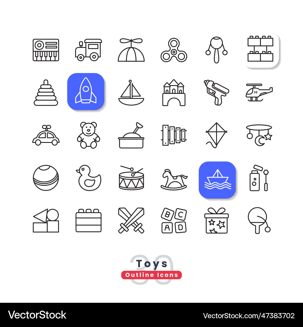 Toys outline icons Royalty Free Vector Image - VectorStock