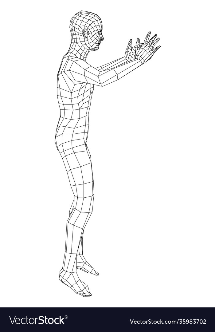 Wireframe jumping man Royalty Free Vector Image