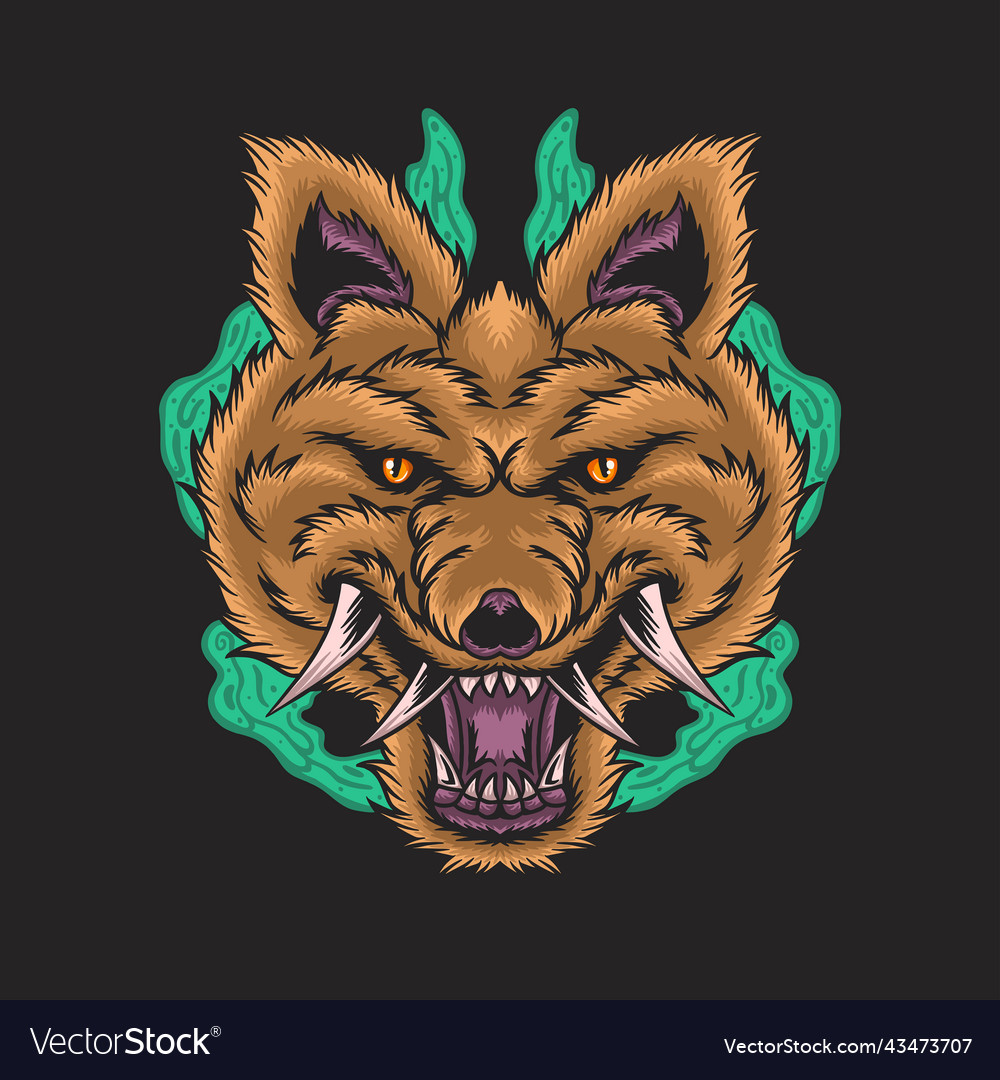 Angry wolf with sharp teeth Royalty Free Vector Image