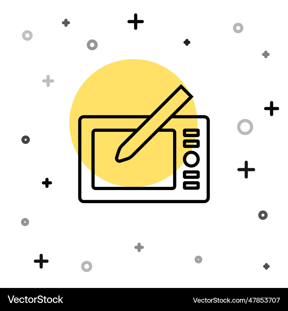 Black line graphic tablet icon isolated on white Vector Image