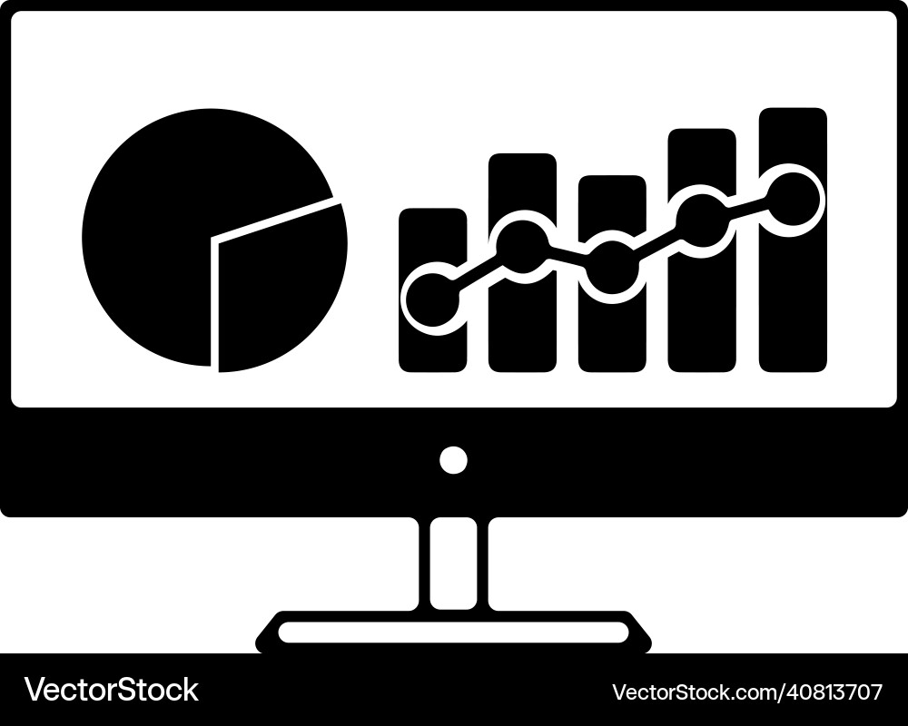 Computer monitor icon flat pc symbol Royalty Free Vector