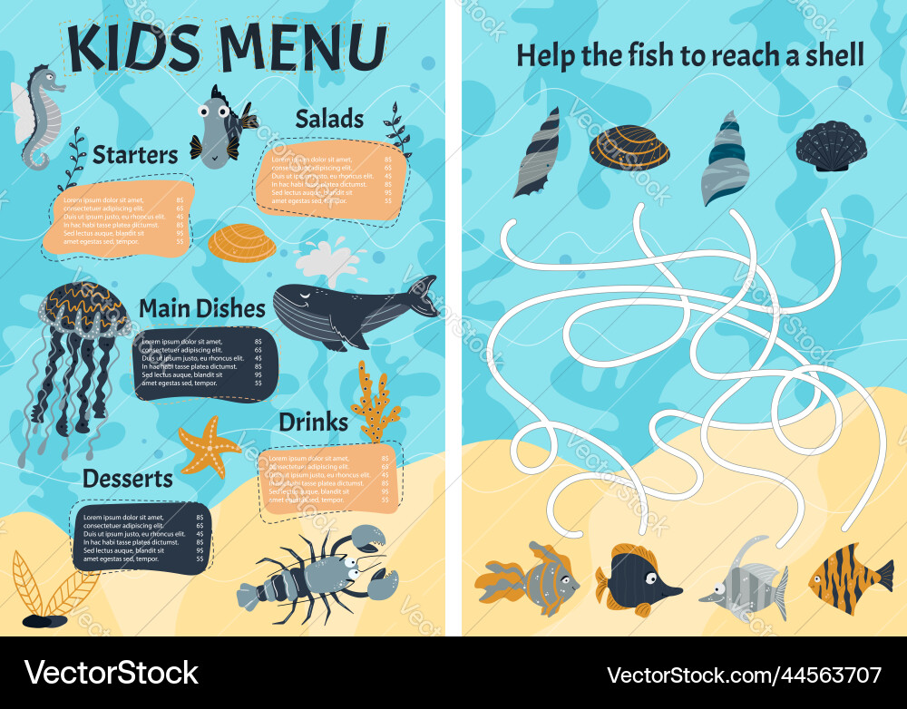 Cute colorful template for children menu Vector Image