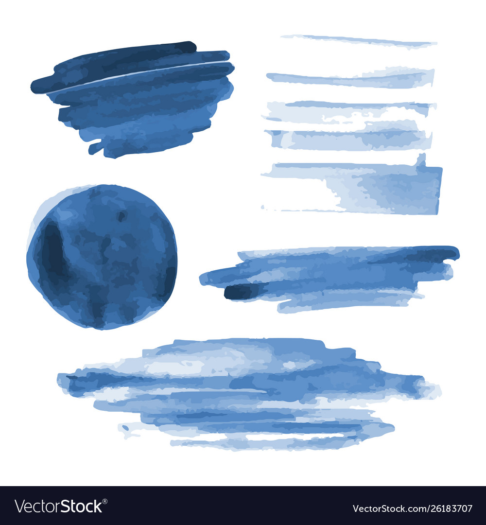 Deep blue watercolor shapes brush strokes Vector Image