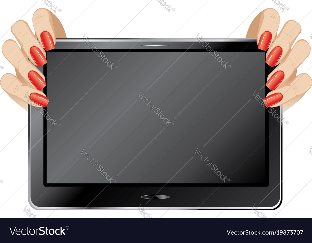 Digital tablet in hands Royalty Free Vector Image