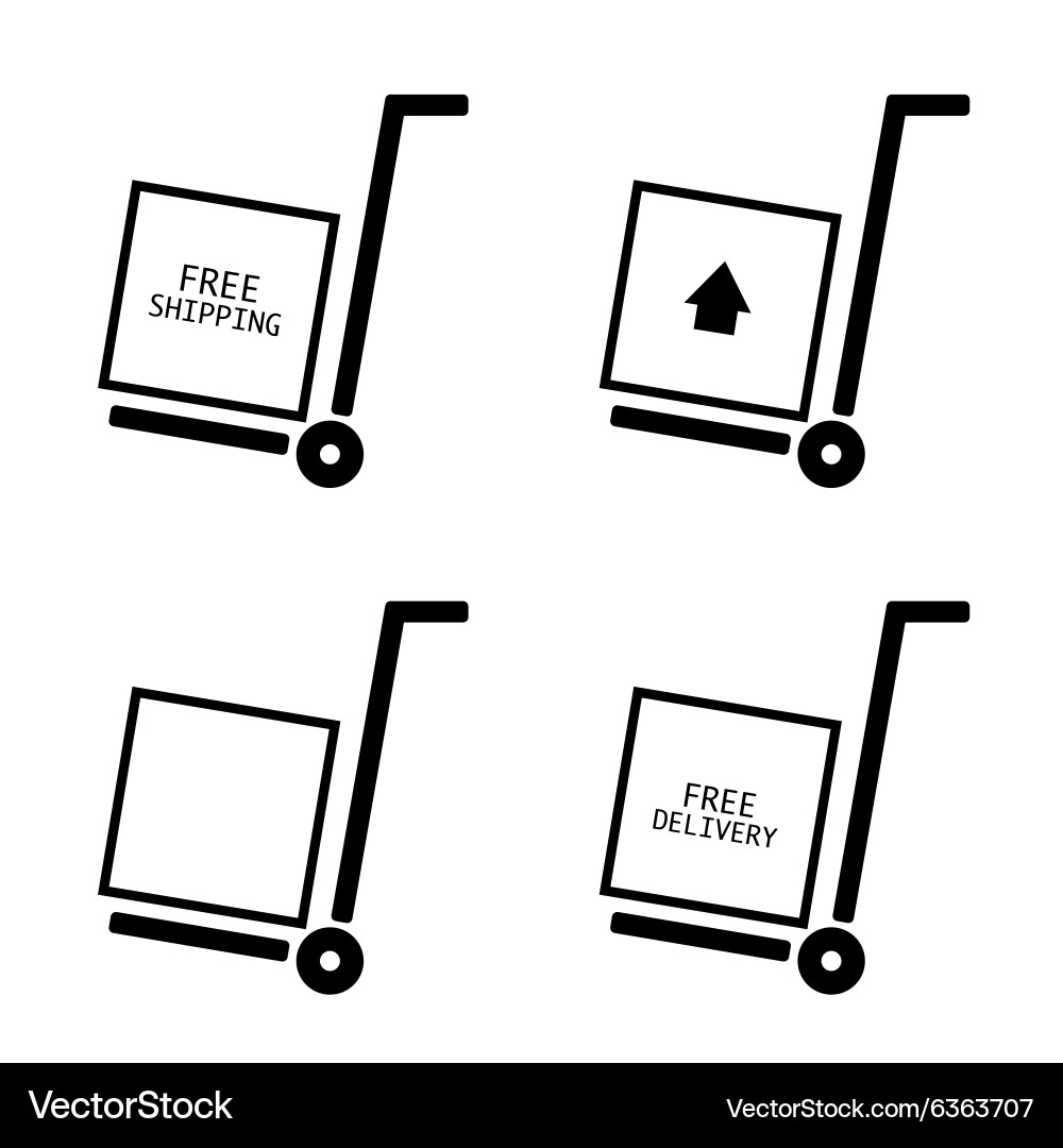Free shipping and delivery set trolley Royalty Free Vector
