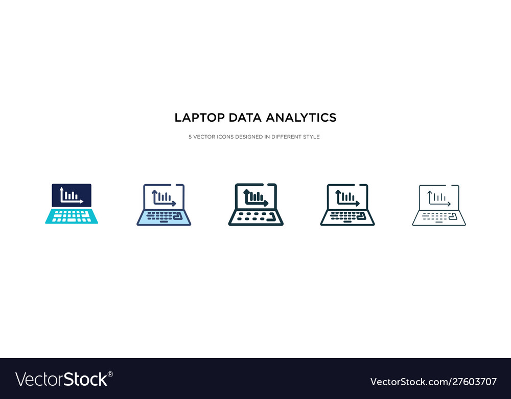 Laptop data analytics graphic on screen Royalty Free Vector