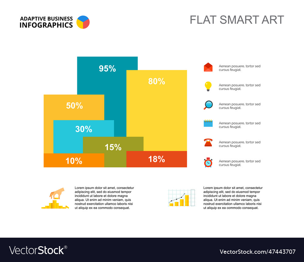 Six triangles chart slide template Royalty Free Vector Image