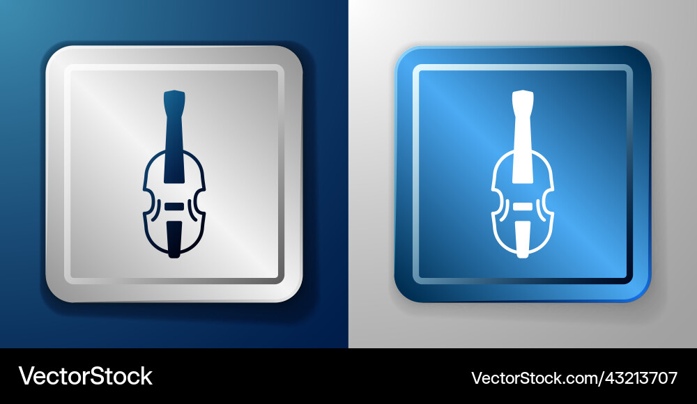 White violin icon isolated on blue and grey Vector Image