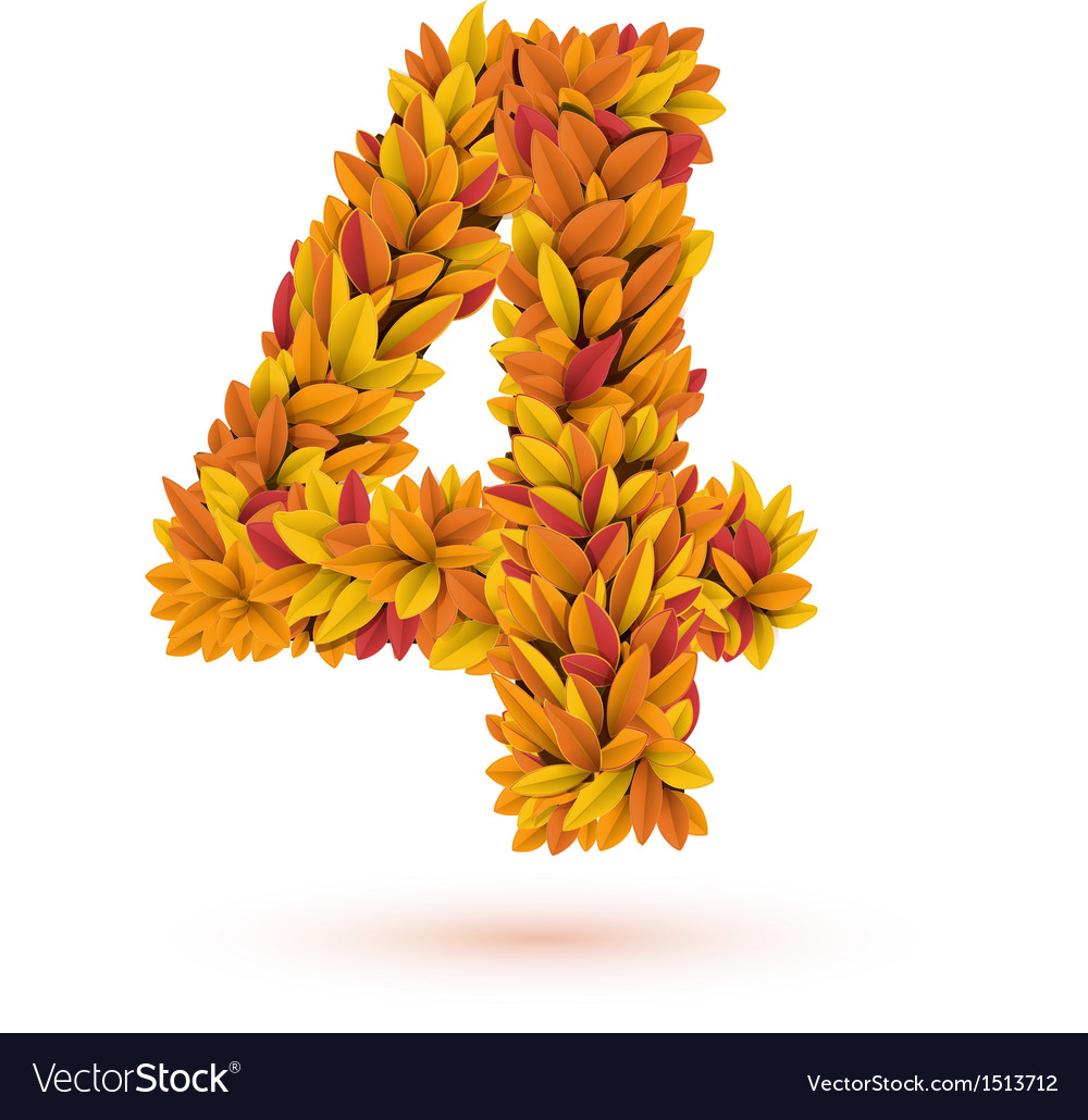 Autumn fall bright orange leaves number Royalty Free Vector