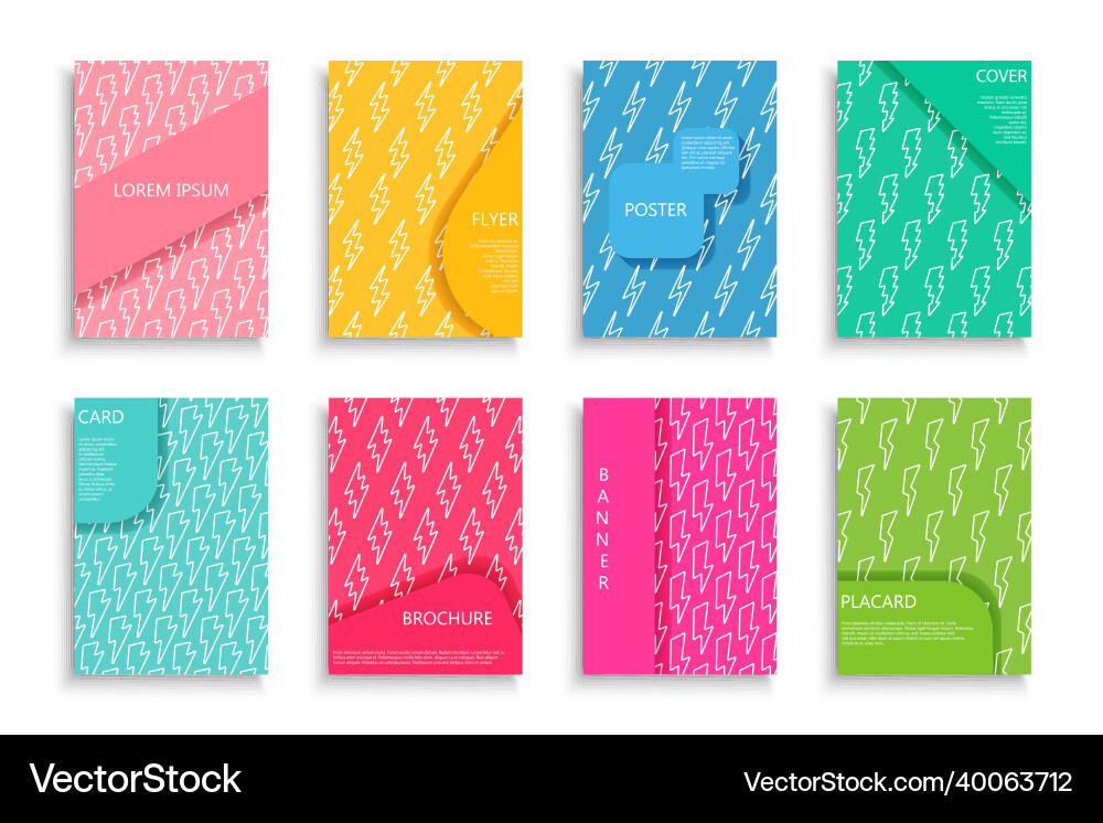 Collection of bright decorative posterscards Vector Image