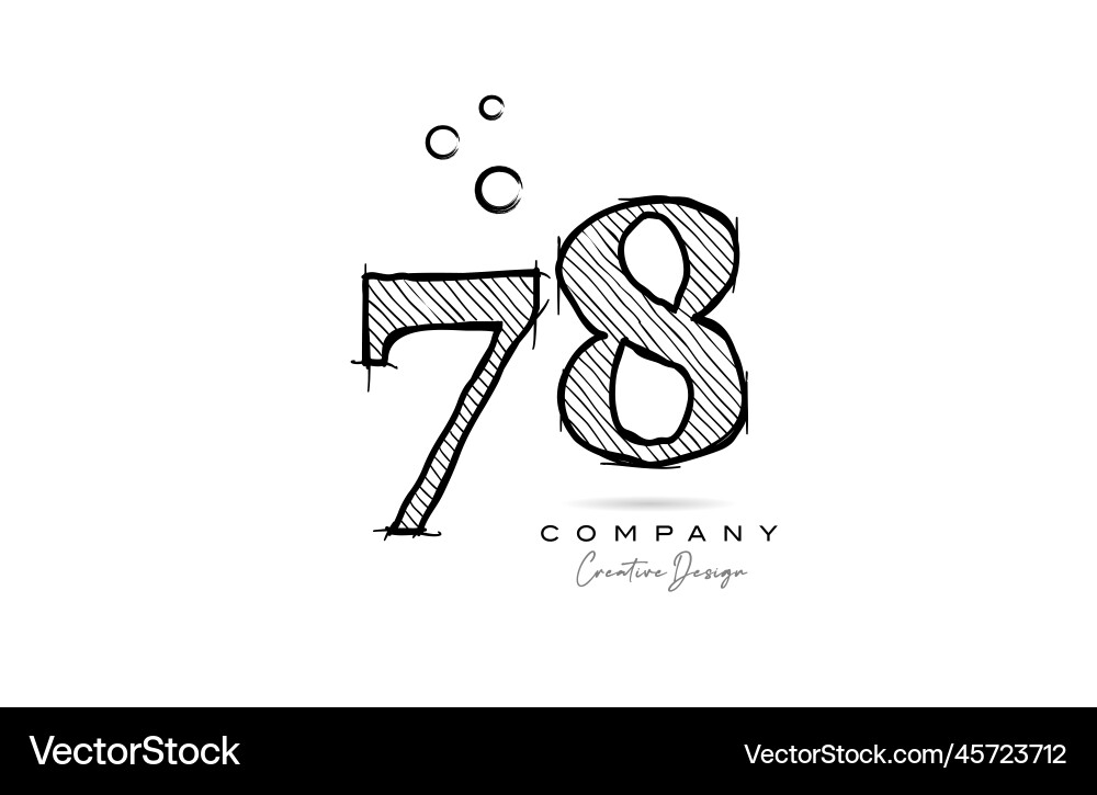 Hand drawing number 78 logo icon design Royalty Free Vector