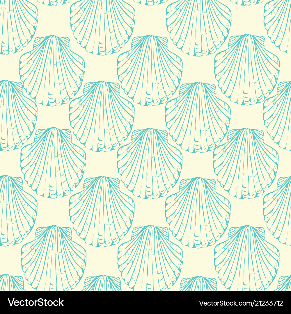 Hand drawn - seamless pattern of seashells marine Vector Image
