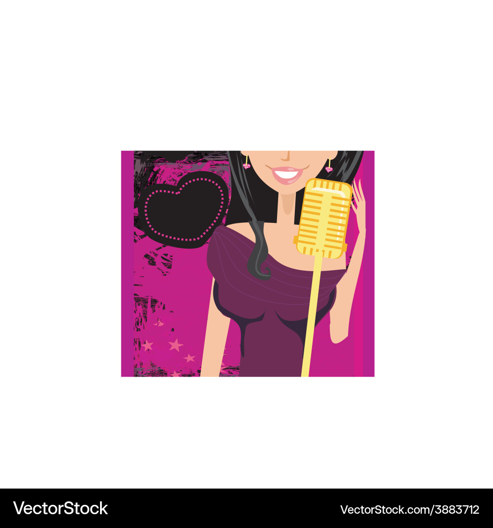 Karaoke night abstract with microphone and singer Vector Image