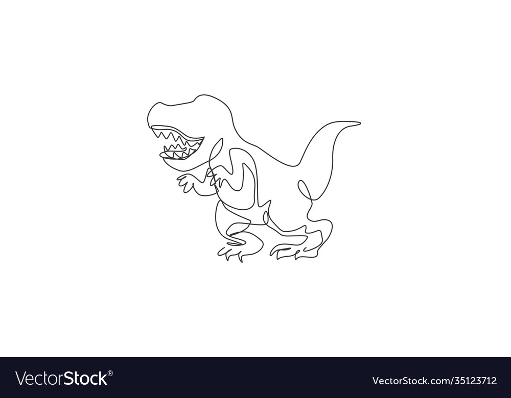 One continuous line drawing roaring Royalty Free Vector