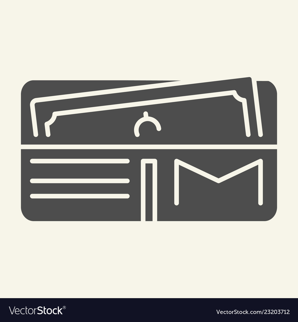 Opened wallet solid icon purse Royalty Free Vector Image