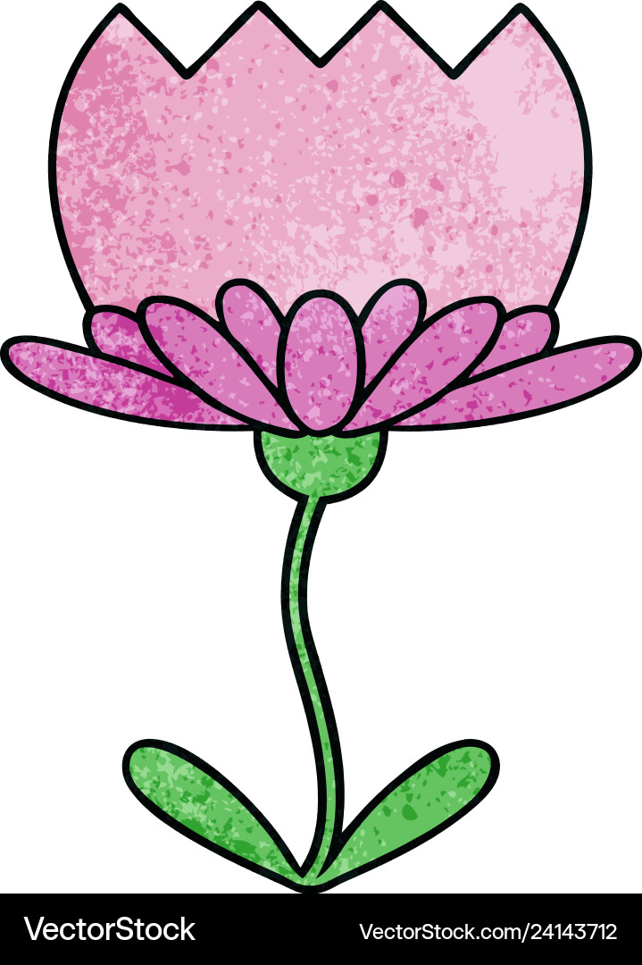 Retro grunge texture cartoon flower Royalty Free Vector