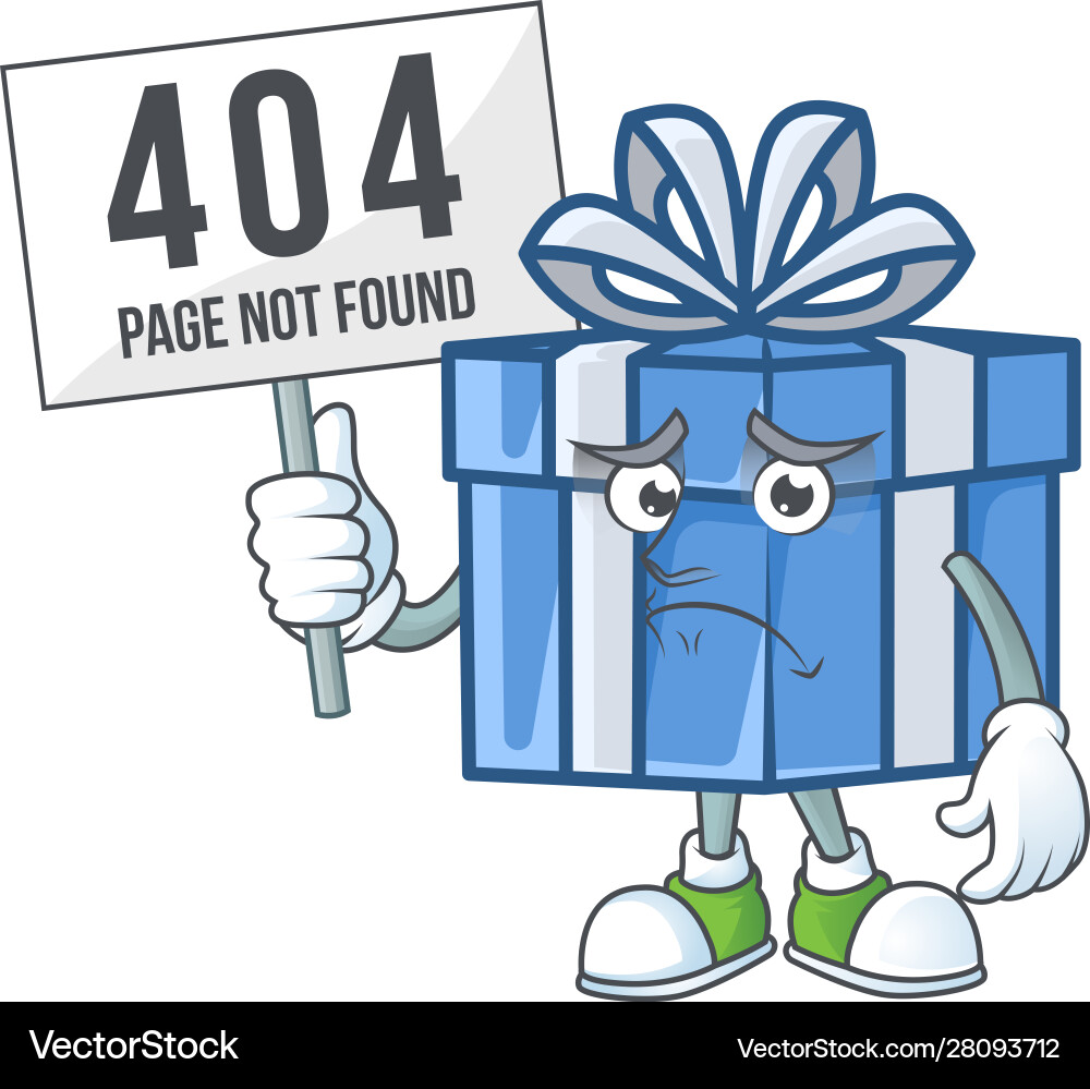 Sad cartoon character blue gift box raised up a Vector Image