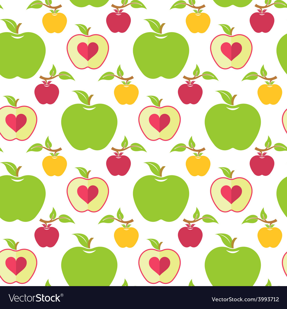 Seamless pattern with green red and yellow apples Vector Image