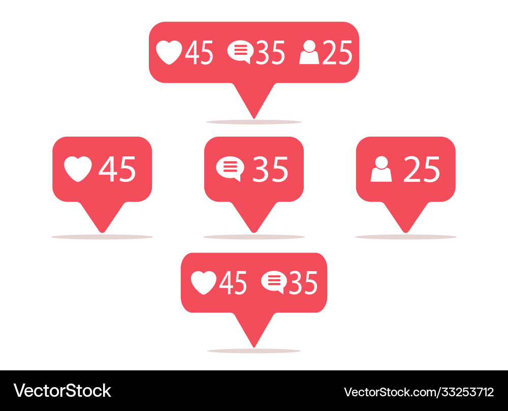 Social network icons pack like comment follow Vector Image