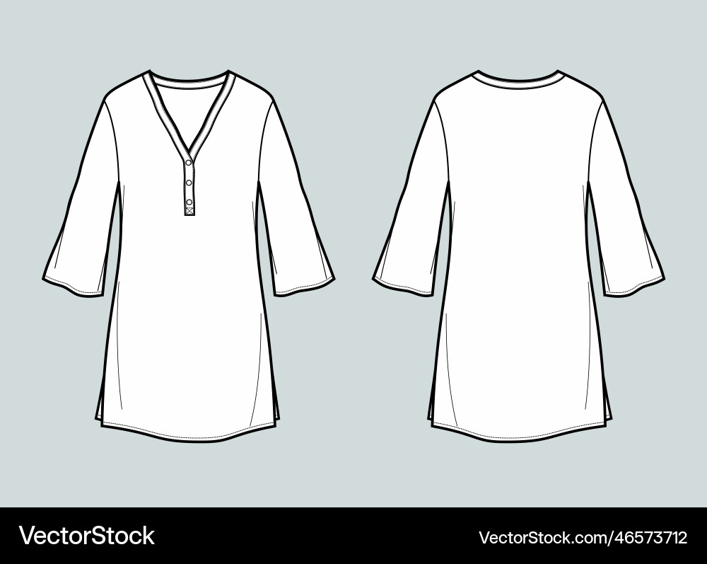 Womans summer dress or tunic front and back Vector Image