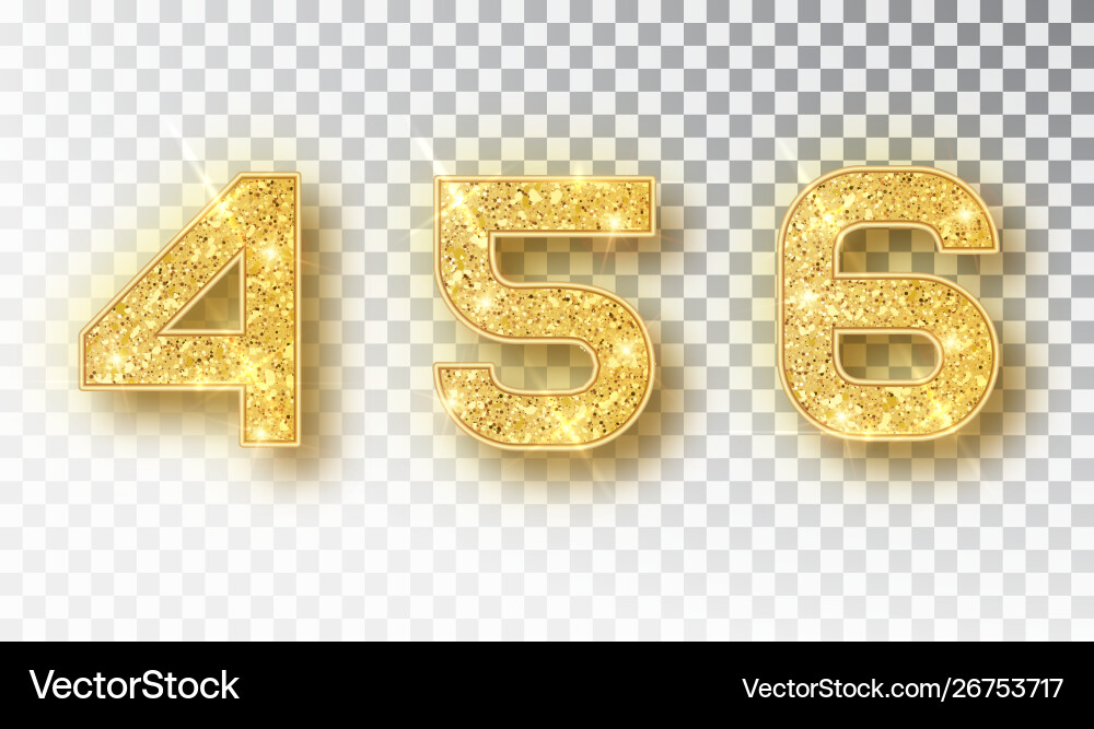 456 glitter typography design gold sparkling Vector Image