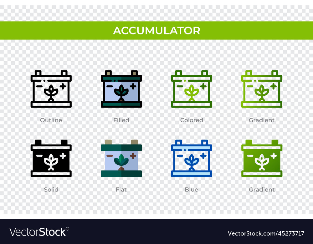 Accumulator icon in different style Royalty Free Vector