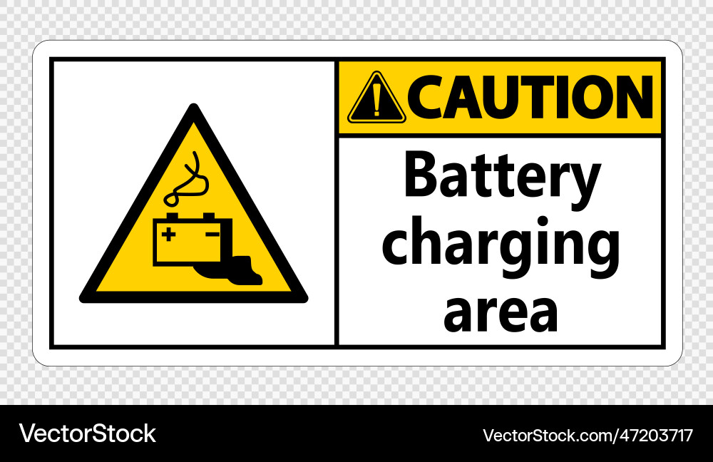 Caution battery charging area sign on transparent Vector Image