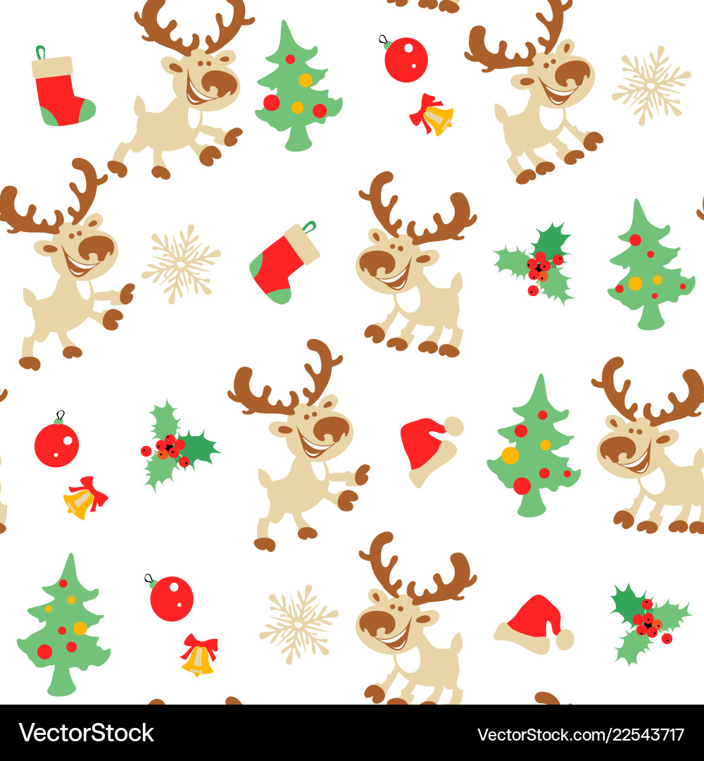 Christmas deer seamless pattern Royalty Free Vector Image