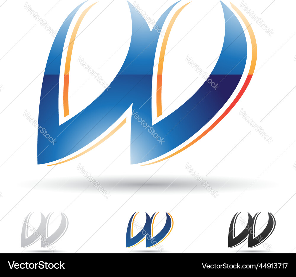 Dark blue and orange glossy abstract logo icon Vector Image