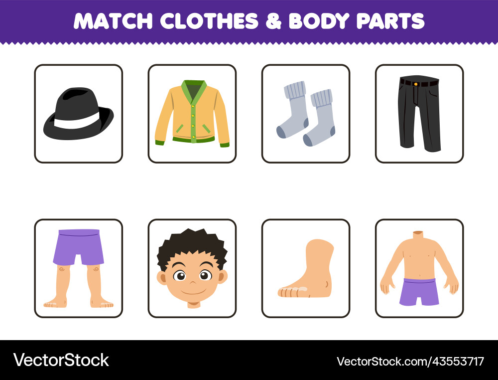 Education game for children match clothes Vector Image