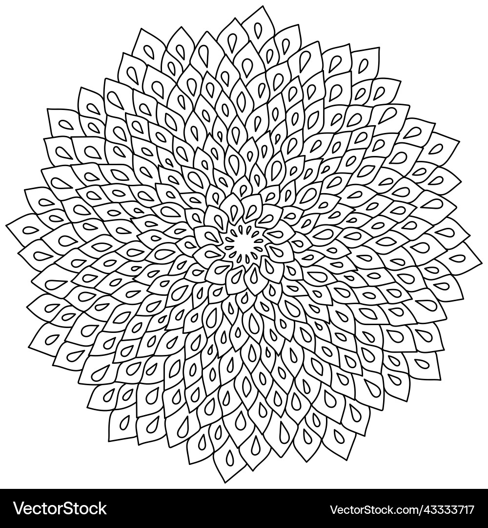 Fantasy mandala with many petals and drops Vector Image
