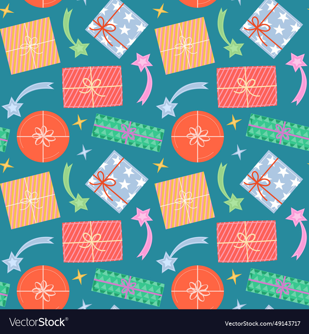 Gift boxes seamless pattern Royalty Free Vector Image