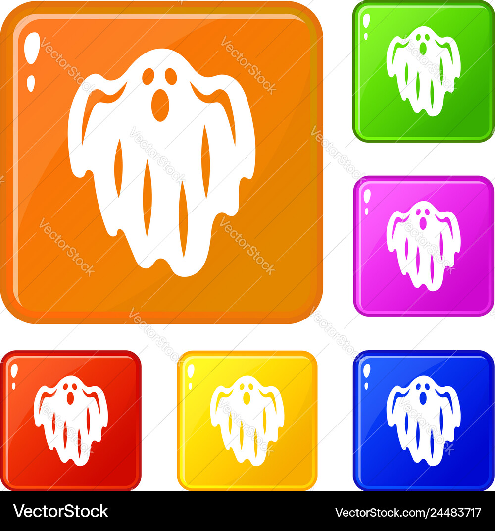 Halloween ghost icons set color Royalty Free Vector Image